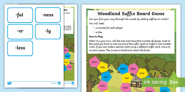 KS1 Woodland Suffix Board Game (teacher made)