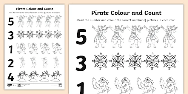 Pirate Themed Counting in 6s Maze Worksheet - pirates, count