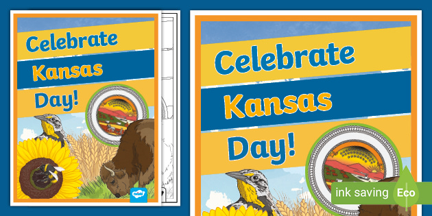 Kansas Day Poster | Printable | Black and White | Color