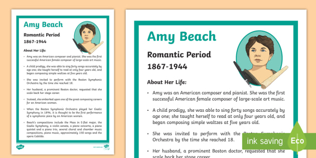 Amy Beach Composer Display Poster (teacher made)