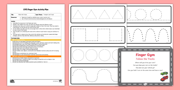 EYFS Follow the Tracks Finger Gym Plan and Resource Pack