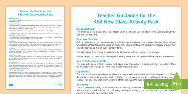 KS2 New Class Resources Activity Pack Adult Guidance - KS2 Transition