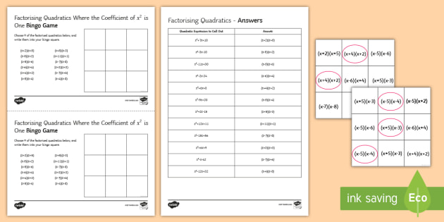 Factorising Quadratics Bingo (teacher made)