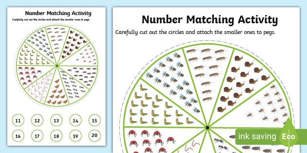 Number Matching Pegs Activity Dinosaur Themed