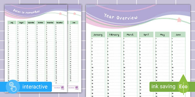 Year Overview - Planner Insert | Twinkl Busy Bees