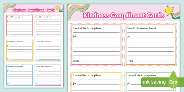 * NEW * World Kindness Day Compliment Cards (teacher made)