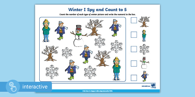 👉 Interactive PDF: Winter I Spy and Count Activity to 5