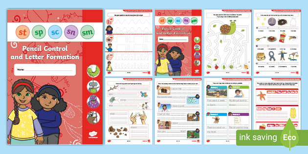 ST SP SC SK SN SM Pencil Control and Letter Formation Activity Booklet
