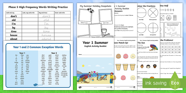 Summer Holiday Transition Year 1 Moving into Year 2 Activity Pack - KS1 New