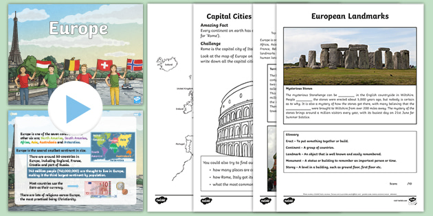 Geography Third/Fourth Class Europe (teacher made)