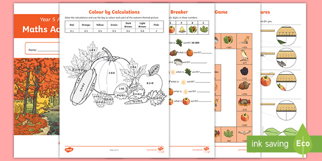 Year 5 Autumn Themed Maths Home Learning Activity Booklet