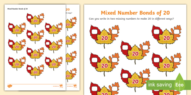 Number Bonds Of 20 Mathematics • Twinkl.ca