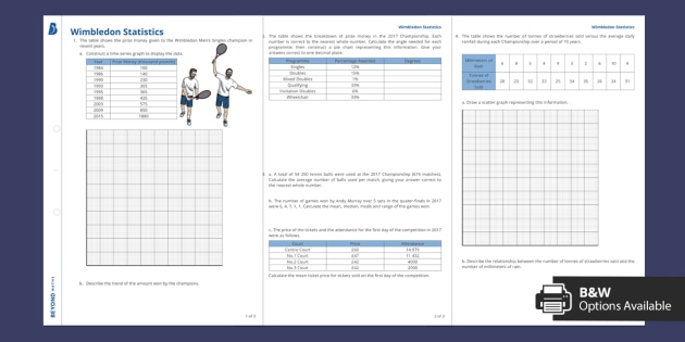 Maths Wimbledon: Statistics Worksheet | Beyond