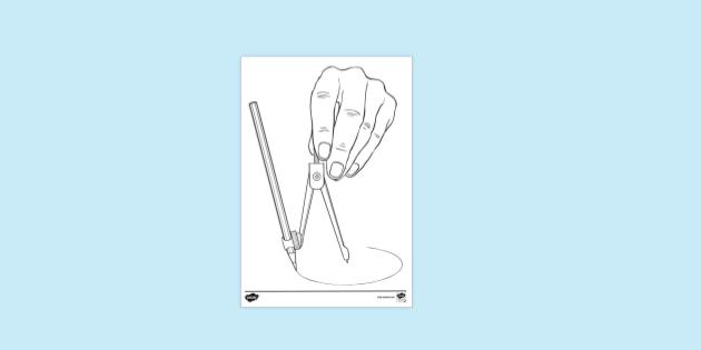 FREE! - Pair of Compasses with Pencil Colouring Sheet | Twinkl