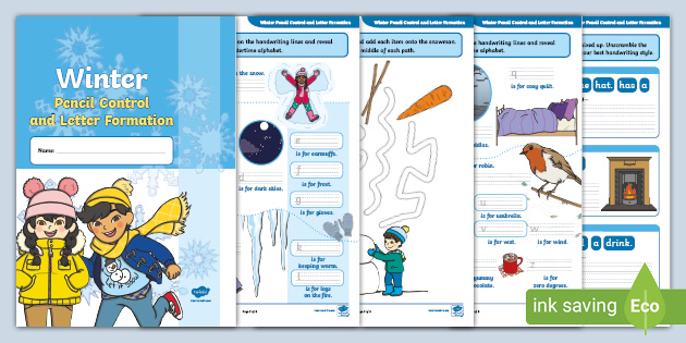 Winter Pencil Control & Letter Formation Handwriting Booklet
