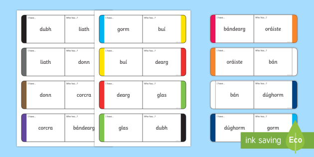 Seachtain na Gaeilge/Irish Language Week Colours Loop Cards - ROI - Irish