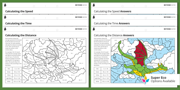 Maths Speed, Distance and Time Colour by Number