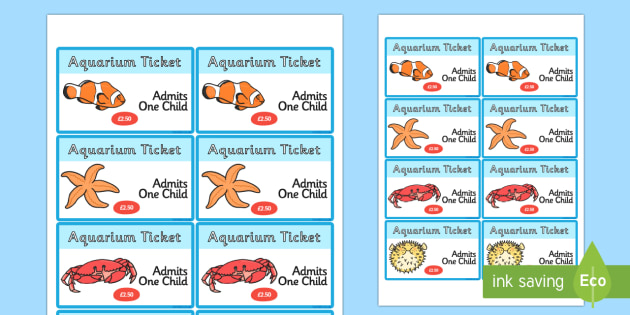 The Aquarium Role Play Tickets (teacher made)