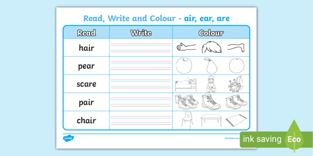 Read, Write and Colour (teacher made)