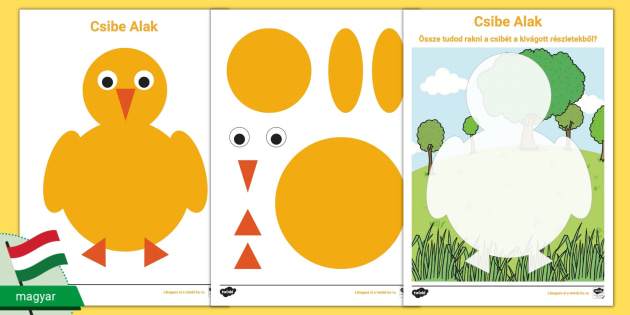 Csibe Kivágós és Felragasztós Feladat - Készségfejlesztő