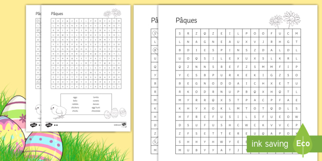 Easter Differentiated Word Search Medium Ability French