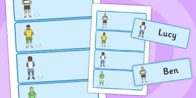 Rugby Themed Drawer Peg Name Labels Editable (Teacher-Made)