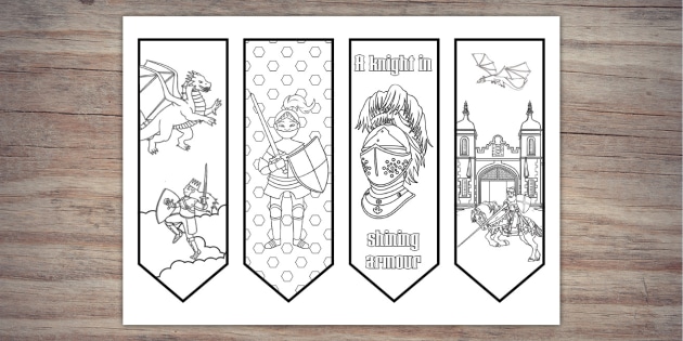 Knights and Castles Colouring Bookmarks | Twinkl Party