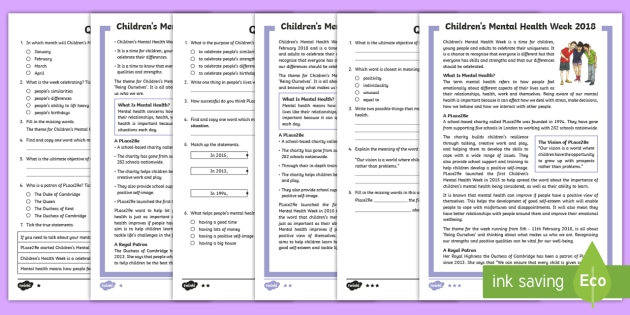 LKS2 Children's Mental Health Week Differentiated Reading