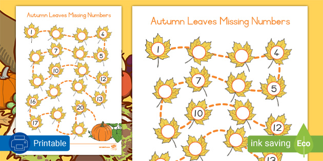 Autumn Leaves Fill In The Missing Numbers | South Africa
