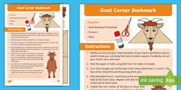 FREE! - Goat Bookmark Craft Activity (teacher made)