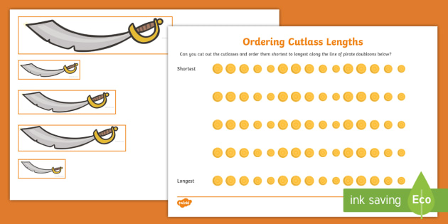 Ordering Cutlass Lengths Activity Pack (teacher made)