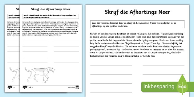 Skryf die Afkortings Neer Aktiwiteit (teacher made)