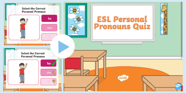 * NEW * ESL Personal Pronouns Quiz PowerPoint (teacher made)
