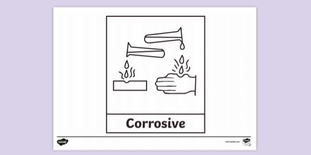 FREE! - Hazard Symbol Corrosive Colouring Sheet | Colouring Sheets