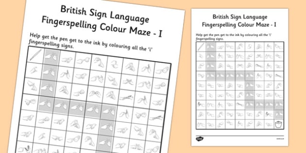 British Sign Language Fingerspelling Colour Maze I