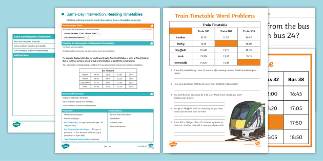 👉 Year 5 Maths Same-Day Intervention Plan: Reading Timetables