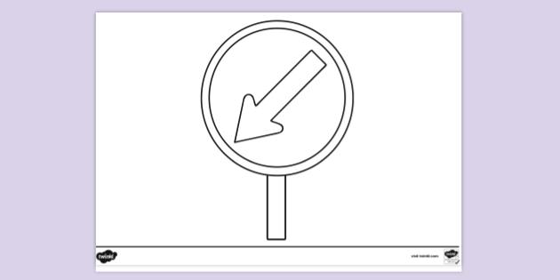 Keep Left Road Sign Colouring Sheet