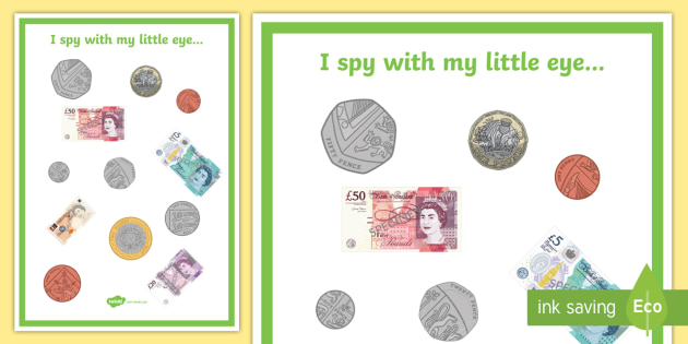 Money I Spy Activity - money, value, coins, banknotes, worth