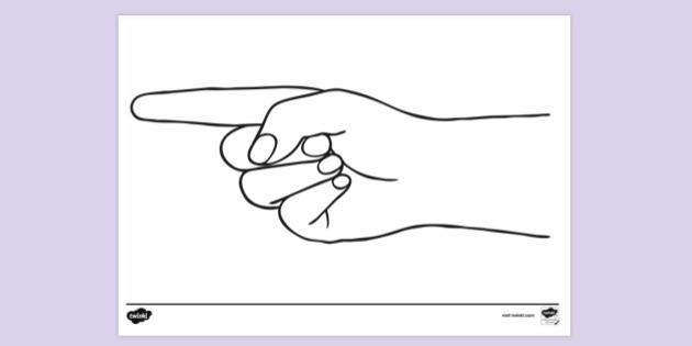 Pointing Hand Left Colouring Sheet | Colouring Sheets