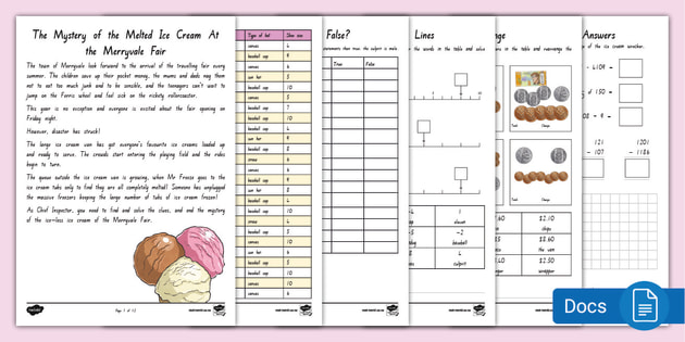 The Melting Ice Creams Maths Mystery (teacher made)