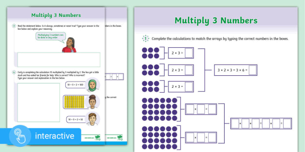 👉 Interactive PDF Y4 WRM Spring 1: Multiply 3 Numbers 👉 Interactive PDF Y4 WRM Spring 1: Multiply 3 Numbers
