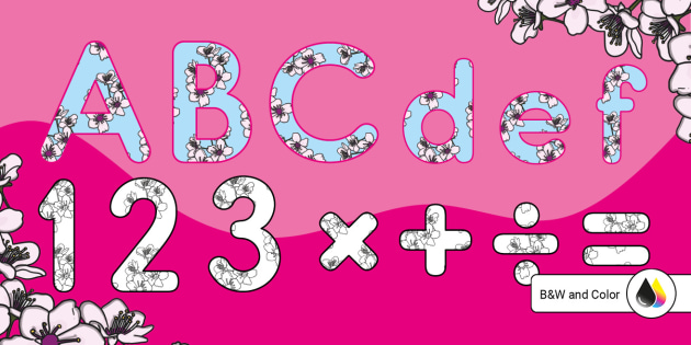 Cherry Blossom Bulletin Board Letters and Numbers