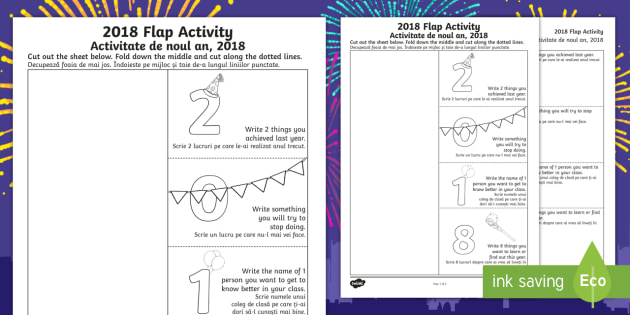2018 New Year Flap Activity English/Romanian - 2018 Flap Activity
