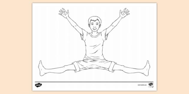 FREE! - Child Stretching Out Arms And Legs Colouring Sheet