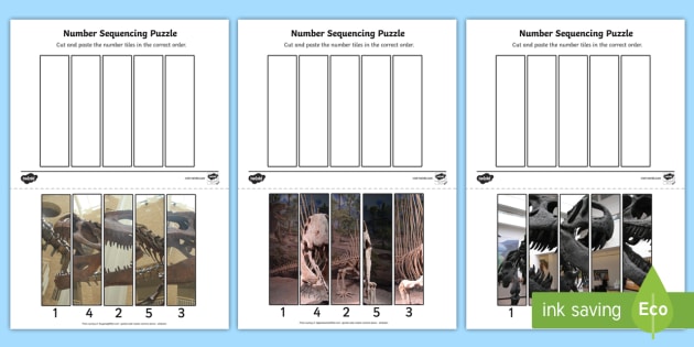 Dinosaur Themed Number Sequencing Photo Puzzles - dinosaurs