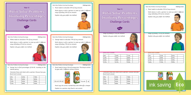Year 6 Ratio Solve Problems Involving Percentages Maths Mastery Challenge