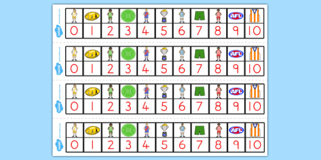 FREE! - AFL Football Number Track 1-10 - afl