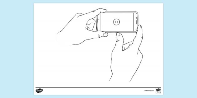 FREE! - Hands Holding Camera Phone Colouring Sheet | Colouring Pages