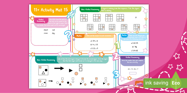 11+ Activity Mat 15 (teacher made)