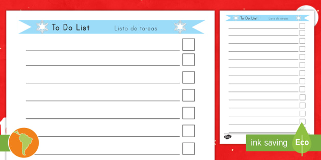 Christmas Themed To Do List English/Spanish